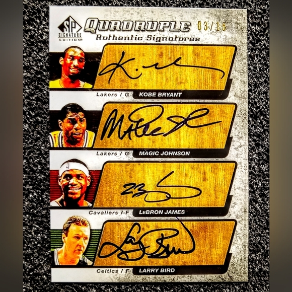 Toys | Kobe Bryant Magic Johnson Lebron James Larry Bird Quad Autograph ...